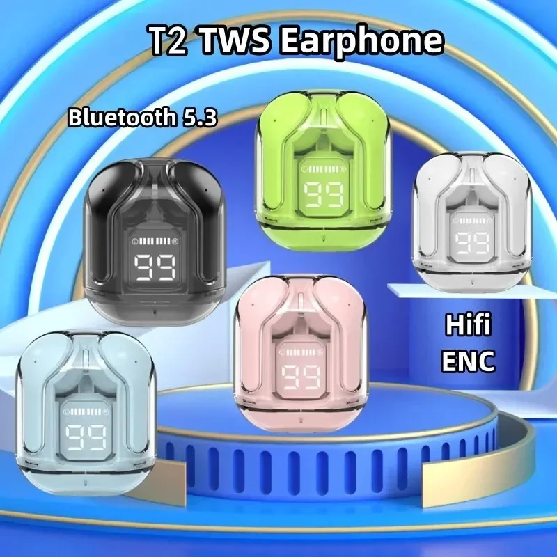 T2 Wireless Mini Earbuds LED Power Digital Display TWS Headset Stereo ...