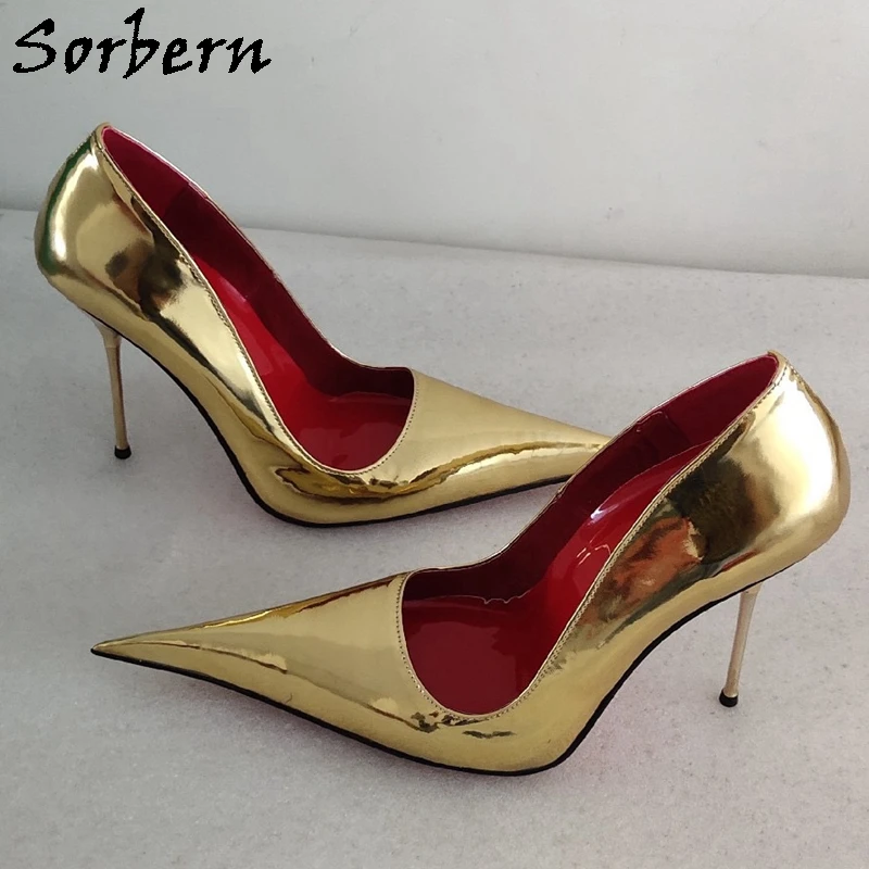 Sorbern-Gold-Metallic-Women-Pump-Shoes-Metal-High-Heel-12Cm-Stilettos ...