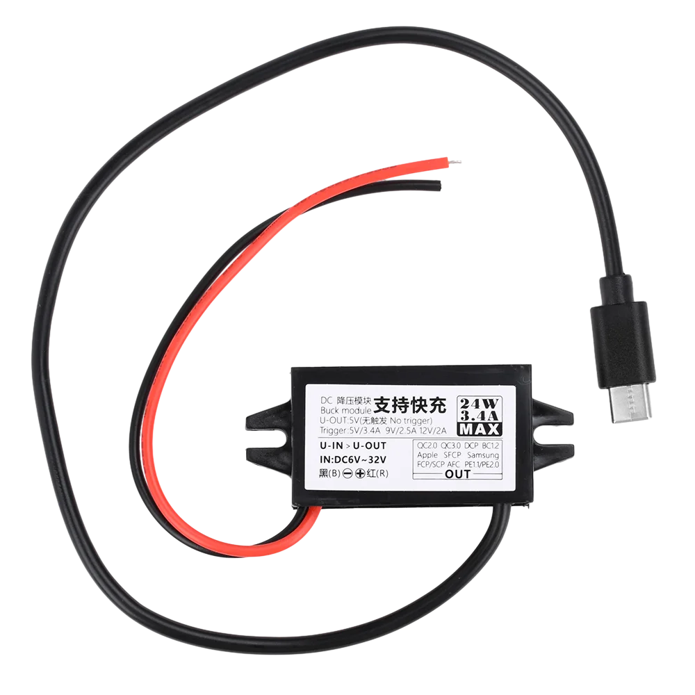 Waterproof 6-30V to 5V 9V 12V 24W Converter QC2.0/3.0 DC-DC Step Down ...