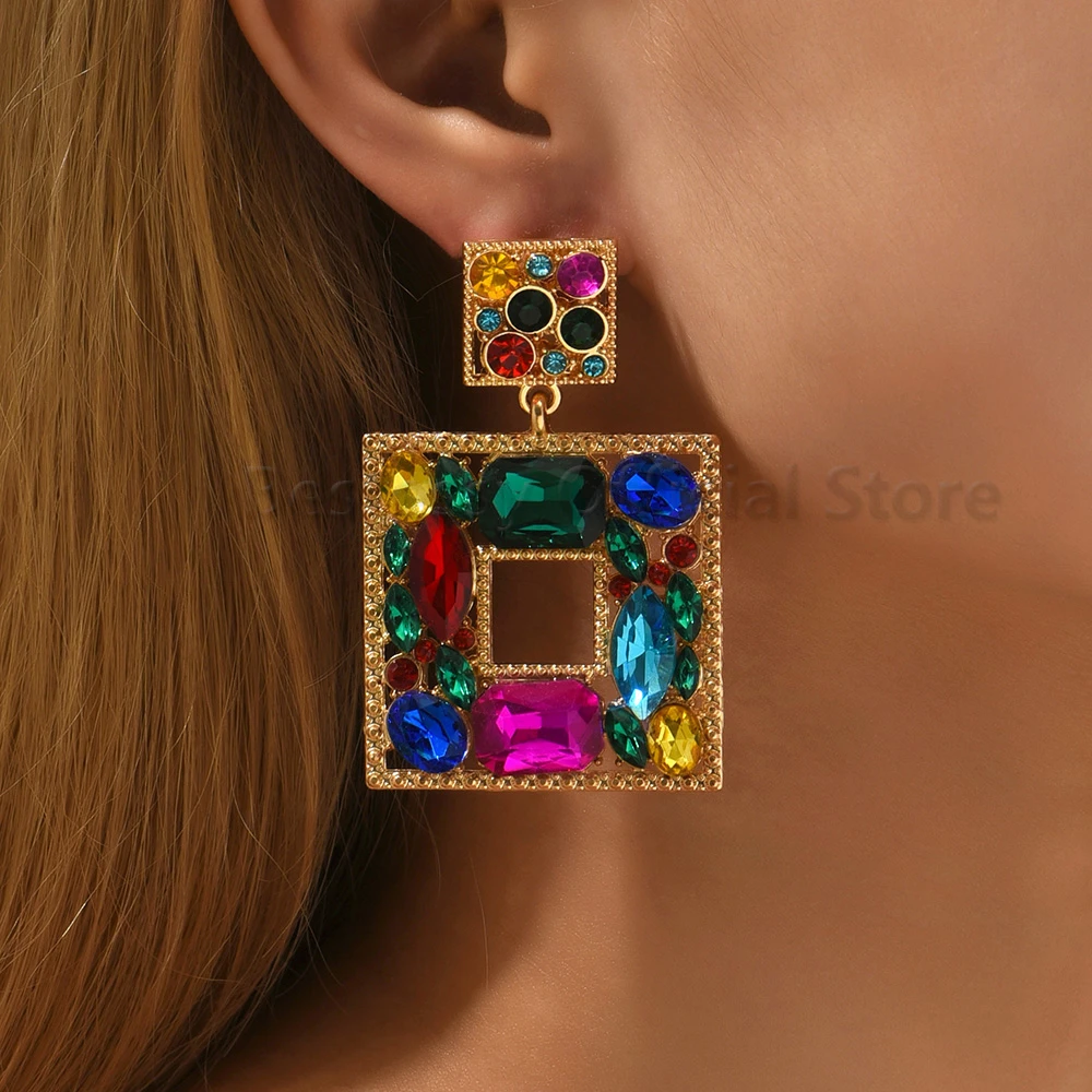 Earrings Women Big Rhinestones | Rhinestone Big Dangle Earring - Simple ...