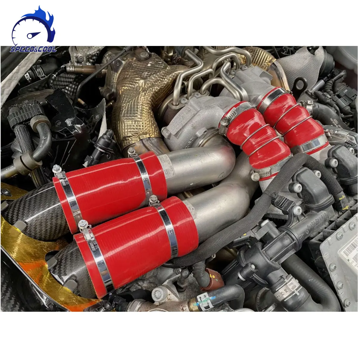 SPEED&COOL For Audi C7 RS6 RS7 Turbo to Chargecooler Outlet Hoses and ...
