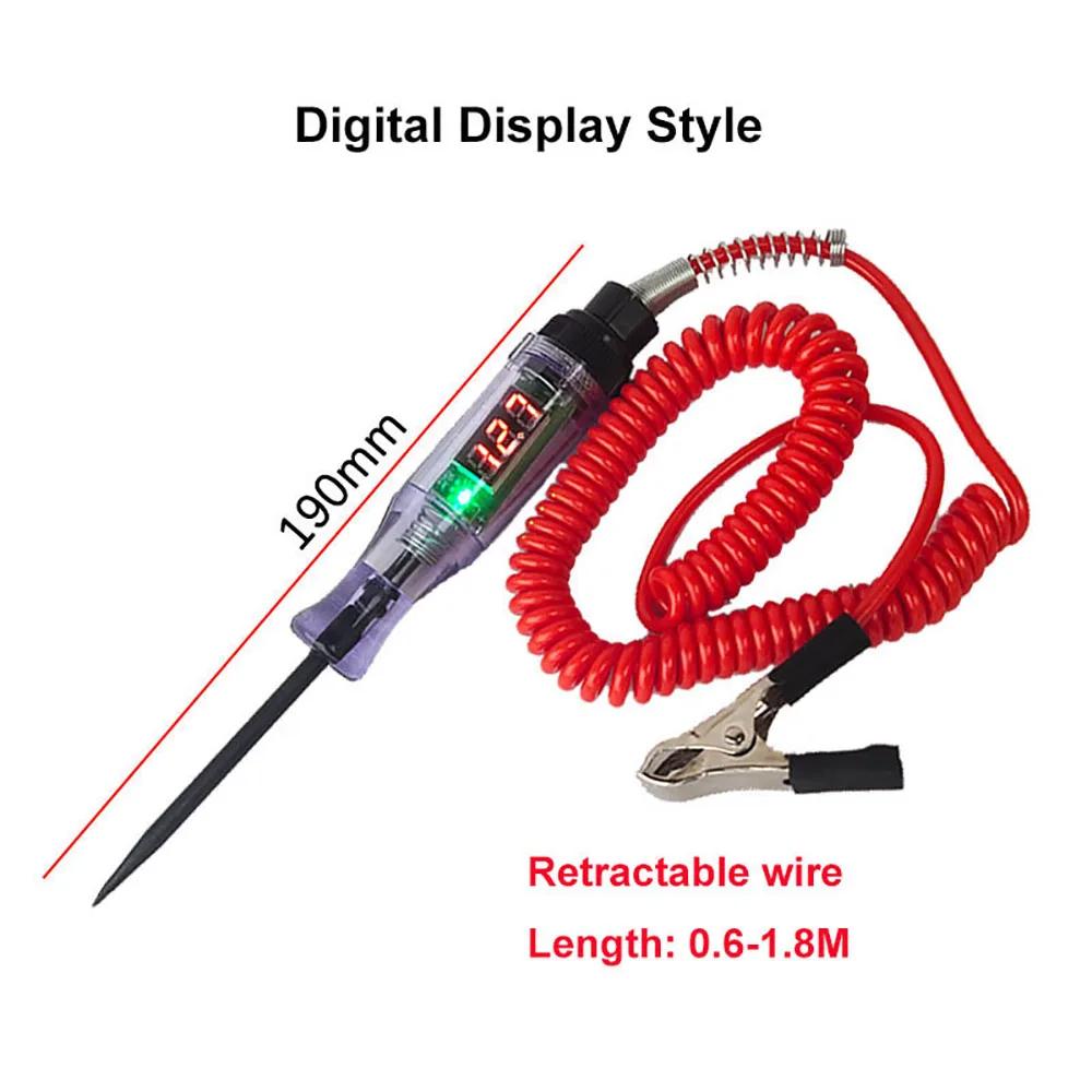 6V 12V 24V DC Car Truck Voltage Circuit Tester Digital Display Long ...