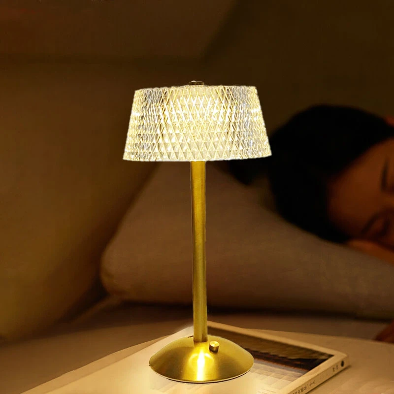 Crystal Diamond Table Lamps Retro Led Bar Desk Lamp USB Rechargeable ...