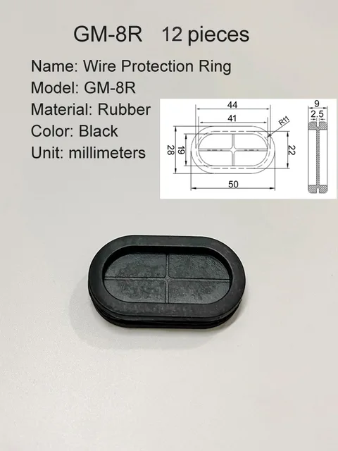 Oval Rectangular Rubber Black Washer Chassis Casing Outlet Hole Wire ...