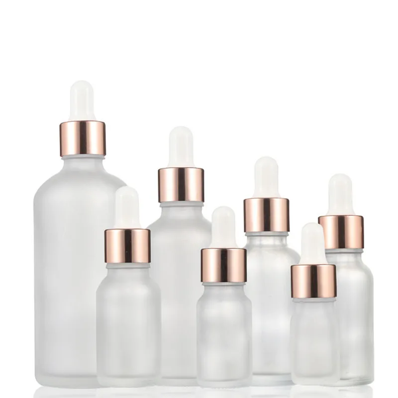 5 10 15 20 30 50 100 Frost Glass Dropper Bottle Rose Gold Ring Empty ...