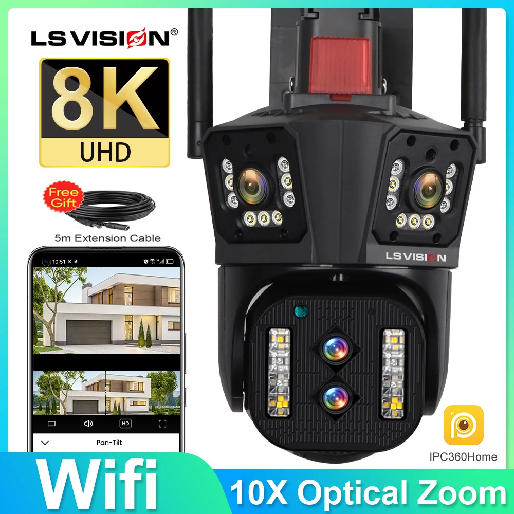 LS VISION 8K Outdoor Wireless Wifi Security Camera 10X Optical Zoom ...