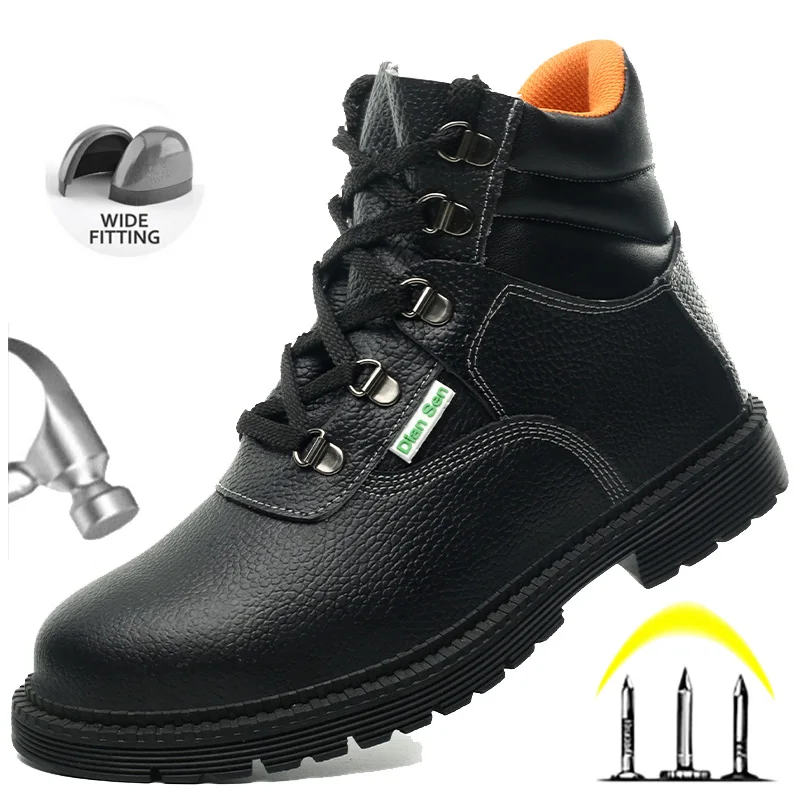 Work Waterproof Boots Steel Toe Men's Safety Shoes Anti-piercing Work ...