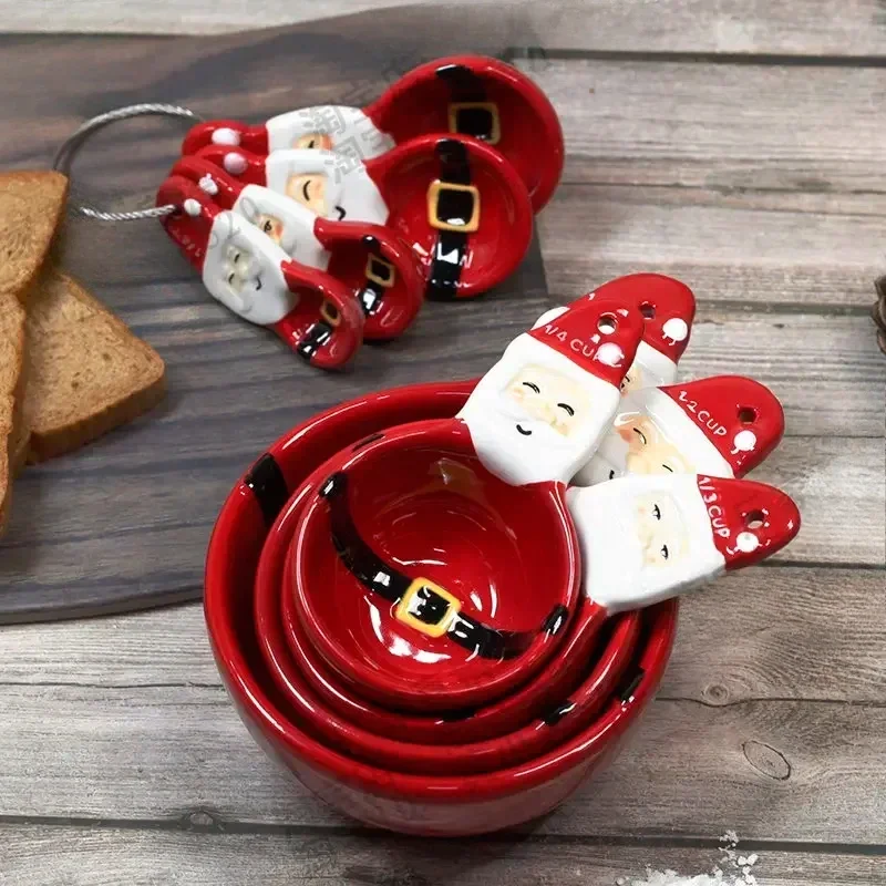 4pcs Christmas Measuring Spoons Set, 3D Hand-painted Ceramic Bowl ...