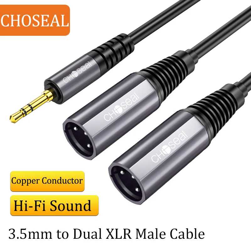 CHOSEAL-3-5mm-to-XLR-Splitter-Audio-Cable-TRS-Stereo-Male-to-2XLR-Male ...