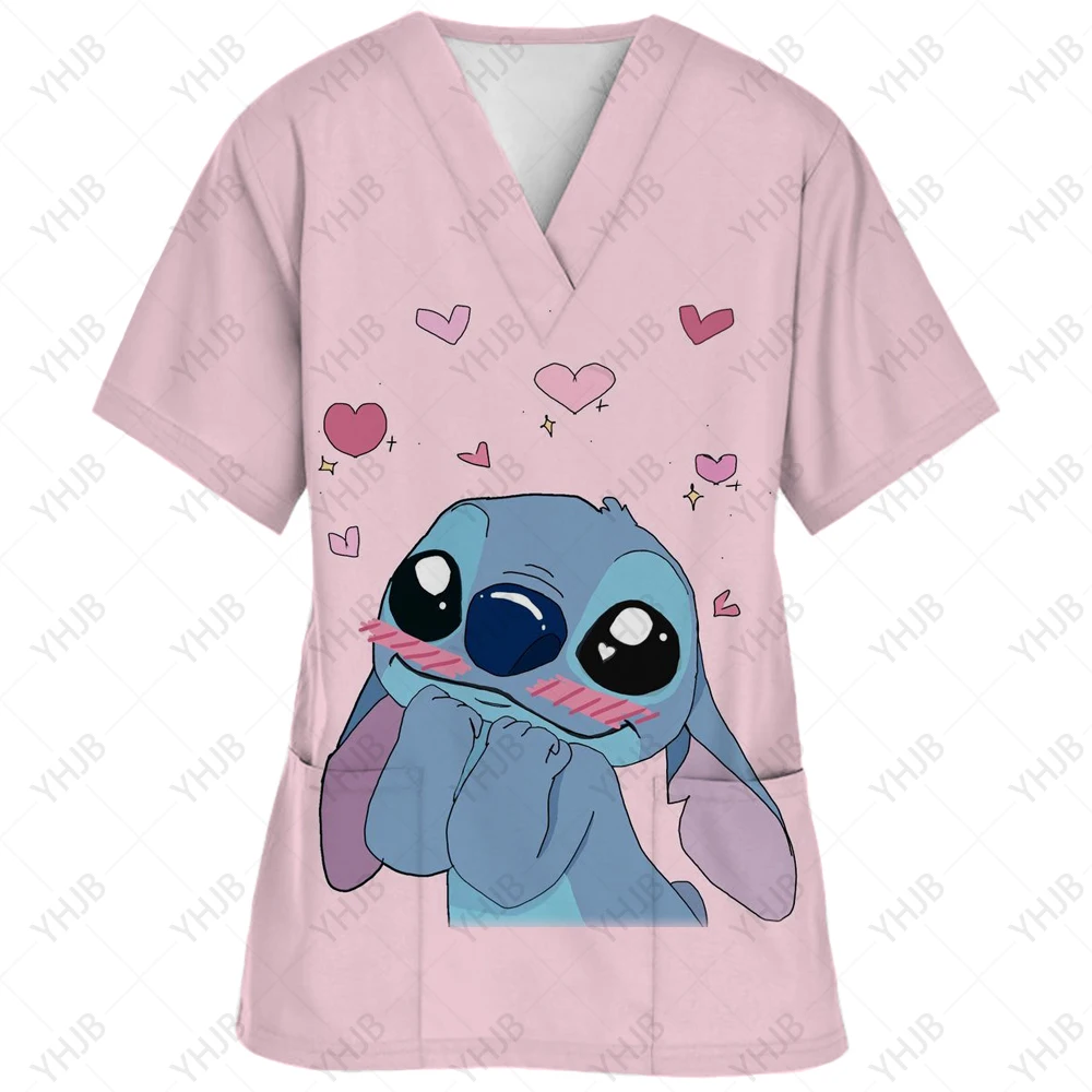 Disney-Stitch-Impresso-Uniforme-de-Enfermeira-para-Mulheres-Top-de ...