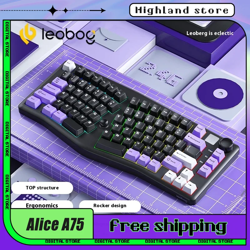 Leobot-Teclado-Mec-nico-Ergon-mico-Sem-Fio-Hot-swap-RGB-Bluetooth ...