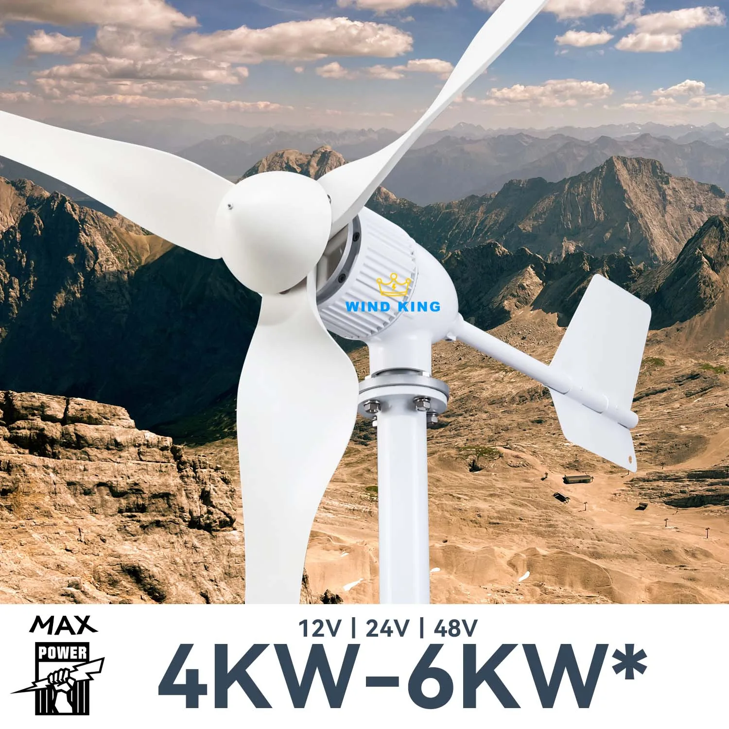 【High Power】WindKing Max 6KW Wind Turbine 3 Blades 12V 24v 48v High Efficiency Power Output ...
