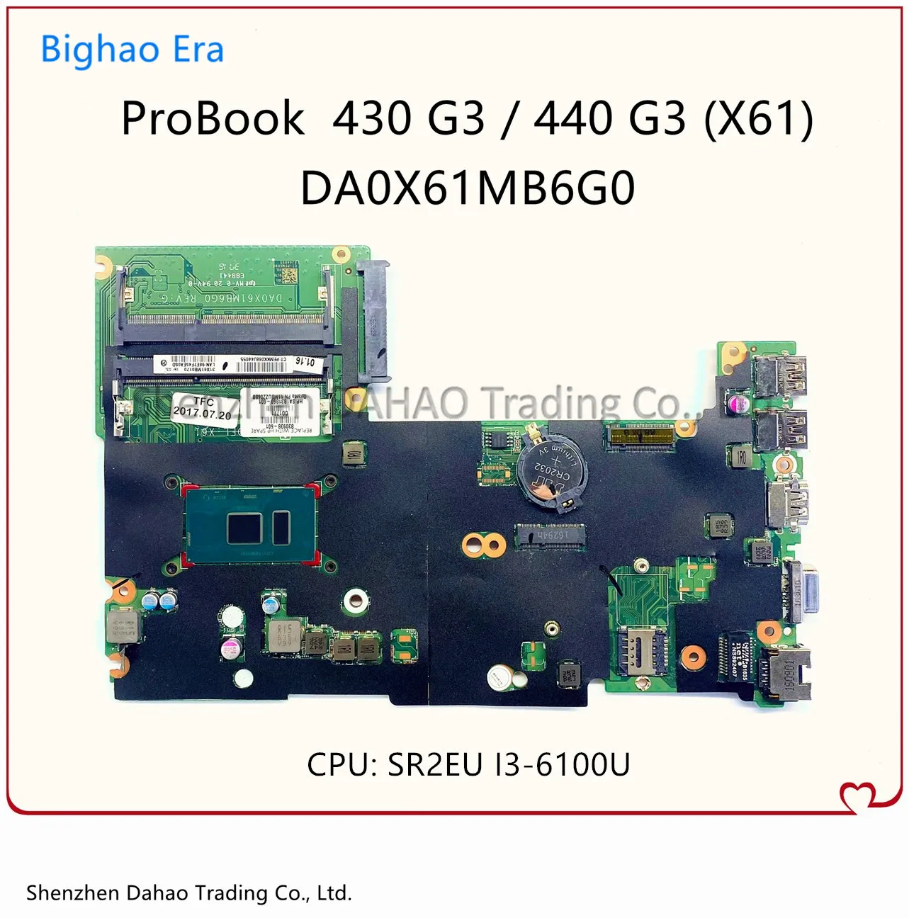 Da0x61mb6g0 Mainboard For Hp Probook 430 440 G3 Laptop Motherboard With ...