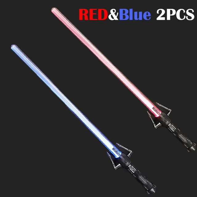 2pcs Toy Laser Sword Red and Blue Double Sword Retractable Two In One ...