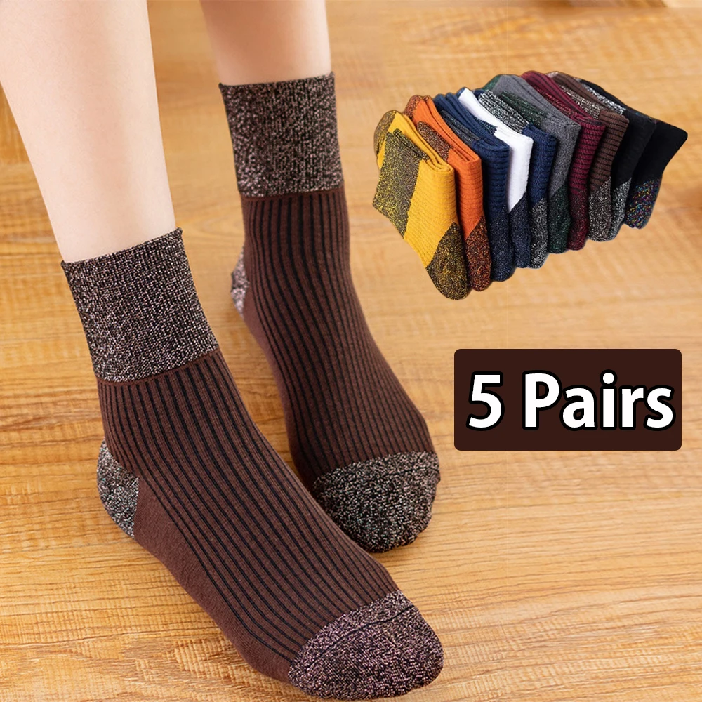 5-Pairs-Fast-Shipping-Women-Shiny-Silver-Silk-Socks-Fashion-Retro-Color ...