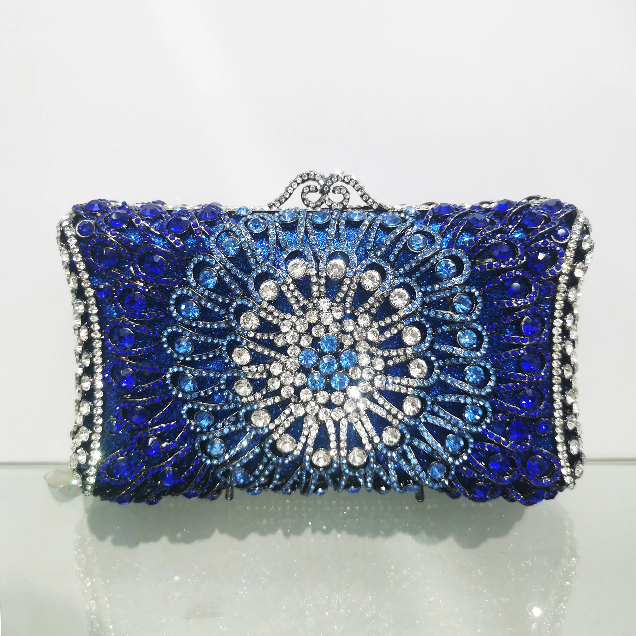 XIYUAN Pink/Blue Stones Flower Clutches Bags Crystal Clutch Evening ...
