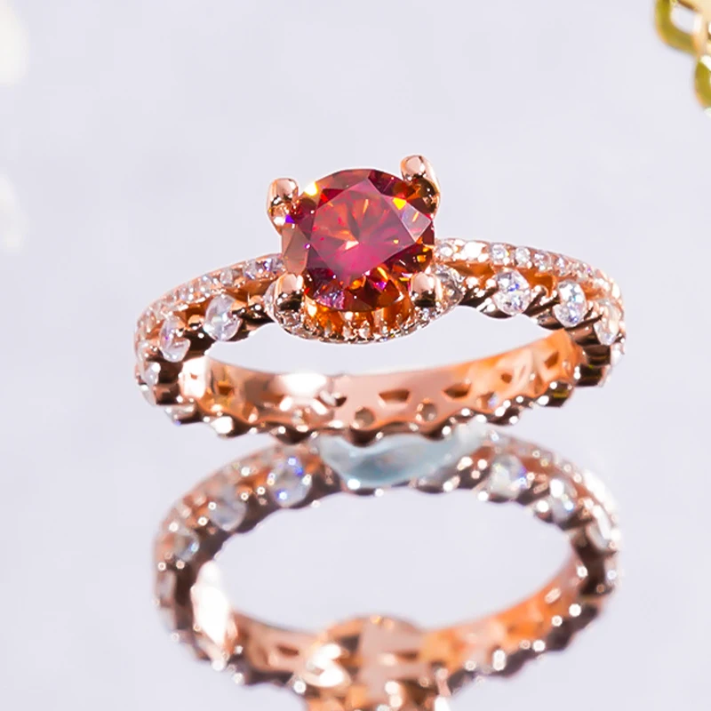 Luxury 1ct Colored Moissanite Ring for Women S925 Sterling Silver with ...