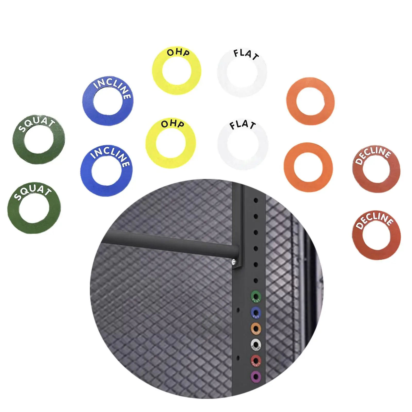 12 Pieces Power Squat Rack Markers Tags for Spotter Arms Bench Press J ...