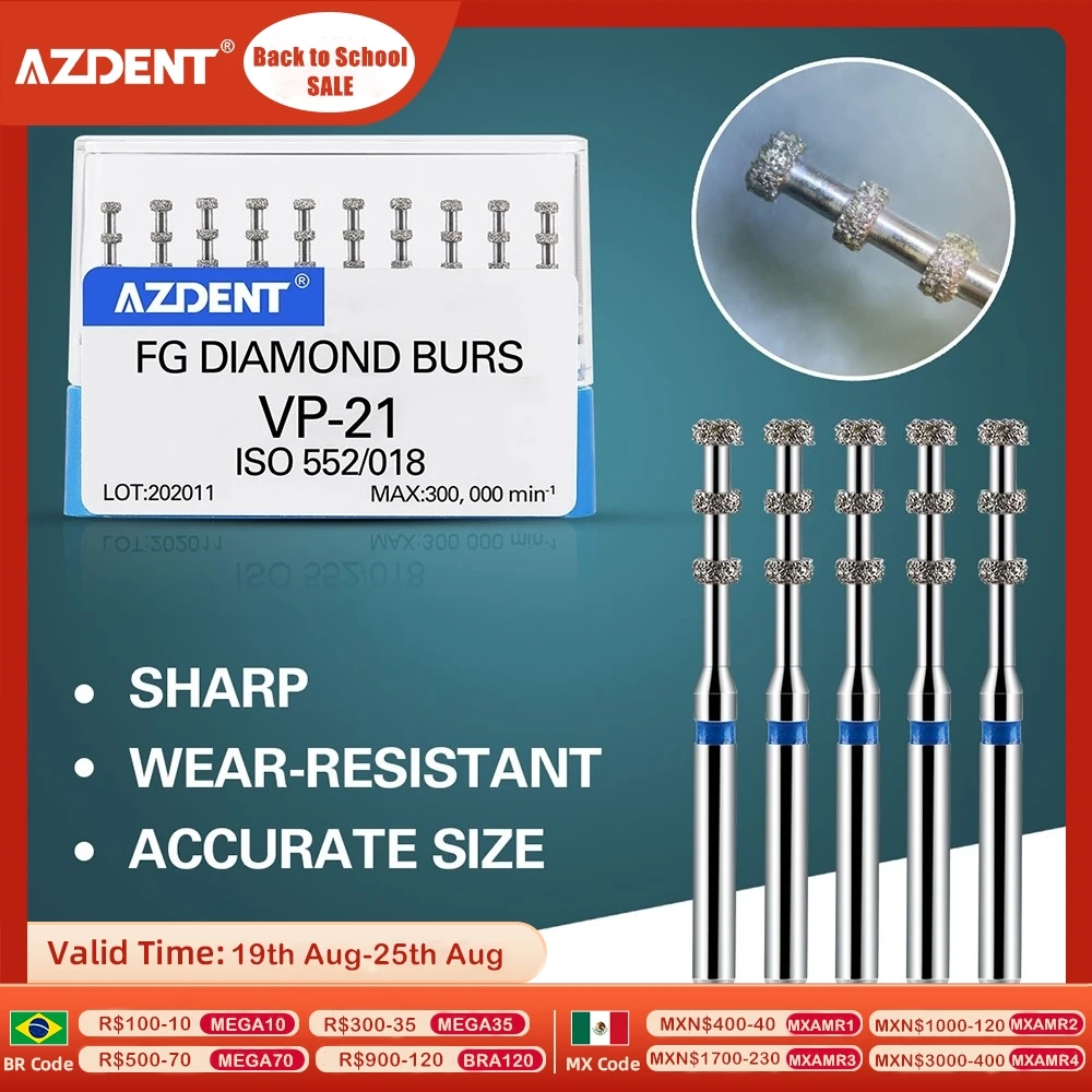 AZDENT-Dental-FG-Diamond-Burs-VP-21-Preparation-Depth-Marking-Medium ...