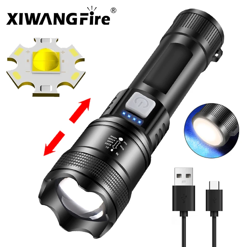 High-Power-P70-Flashlight-Built-in-26650-Battery-USB-Rechargeable ...