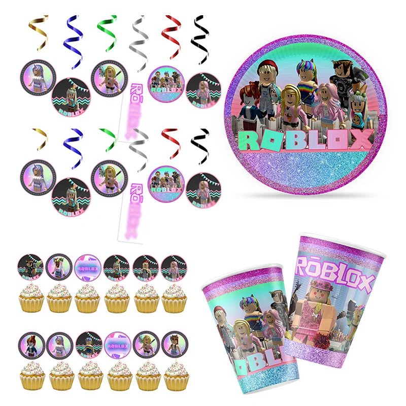 Roblox-Girl-Decorations-for-Purple-pink-Party-Banner-Birthday-Balloons ...