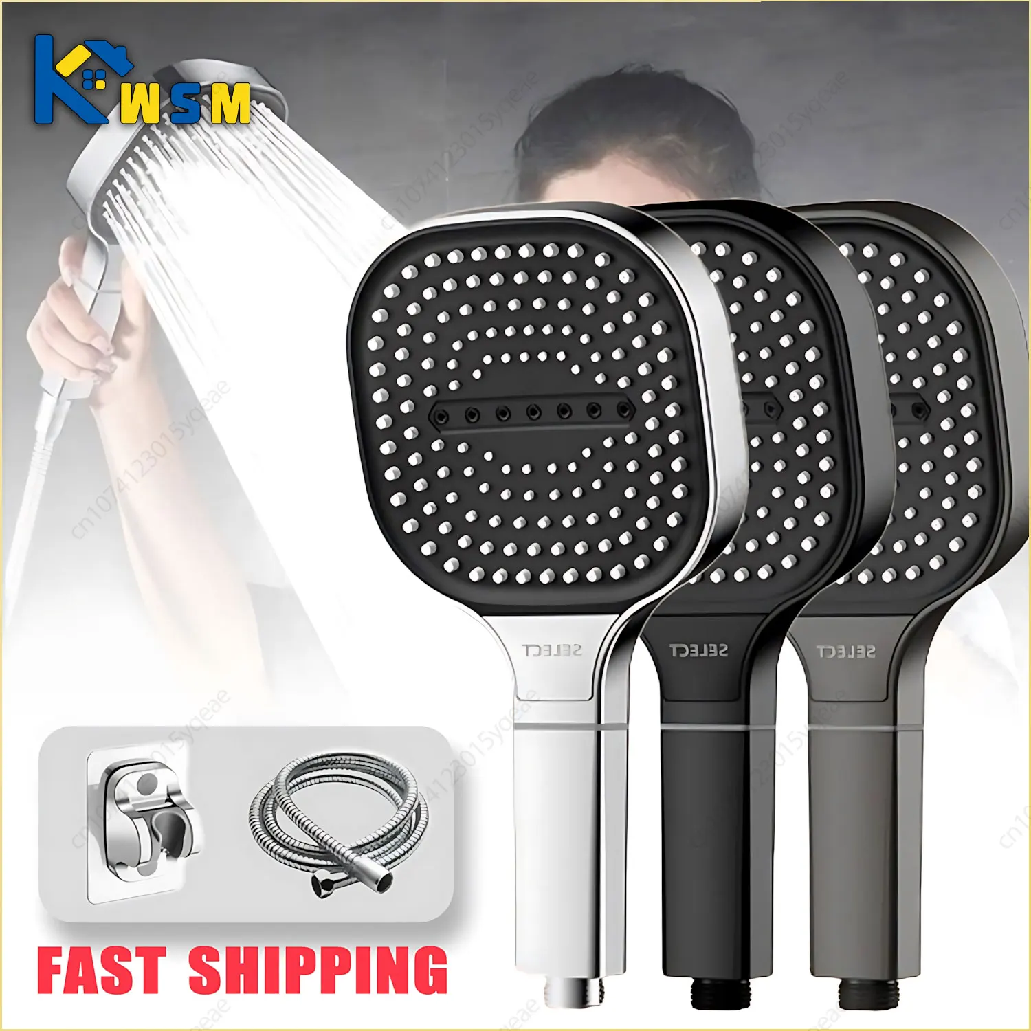 13CM-Large-Panel-Shower-3-Mode-Shower-Head-High-Pressure-Water-Massage ...