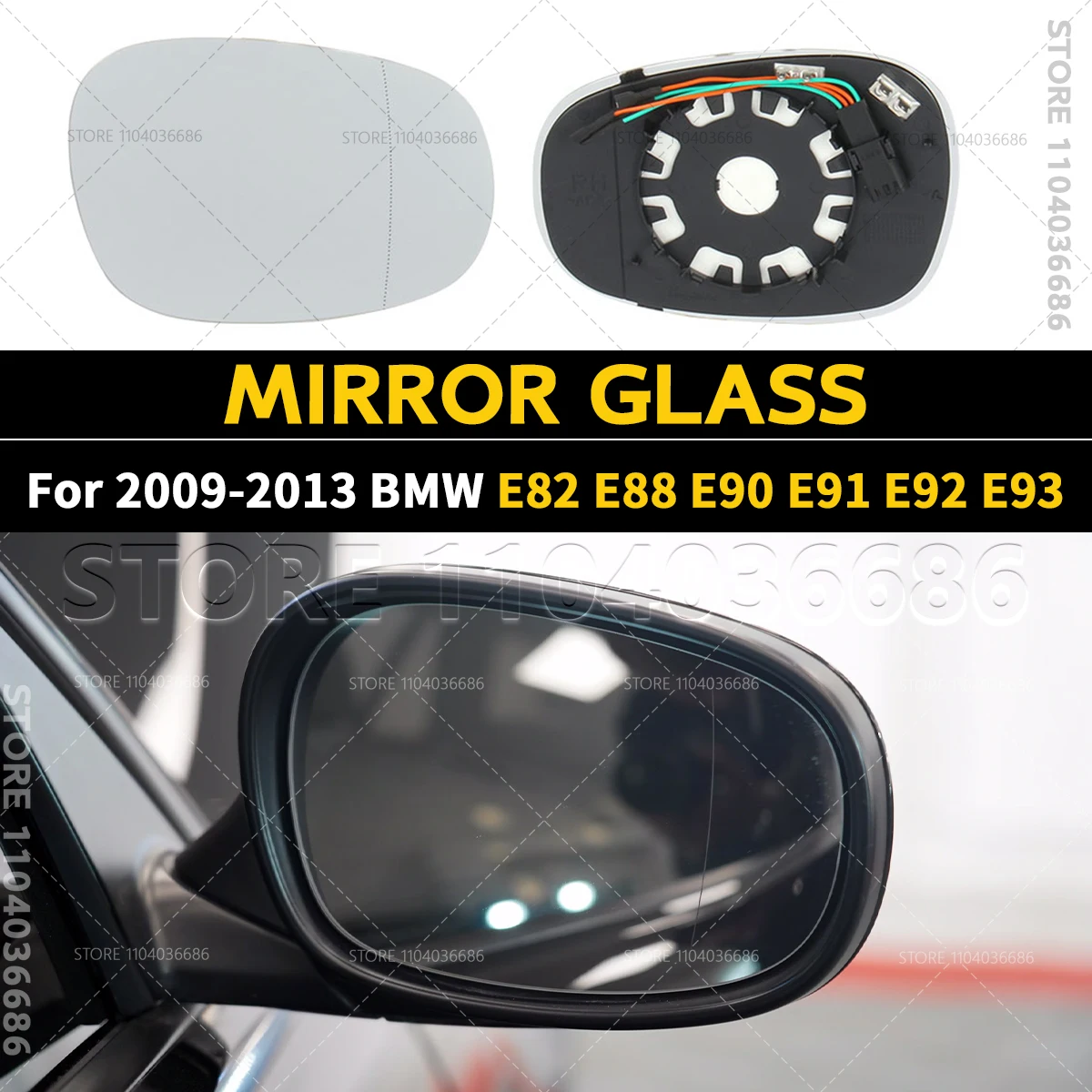 2009-2013 E82 E88 E90 E91 E92 E93 BMW 1 3 시리즈 열선 도어 사이드 미러 유리 ...