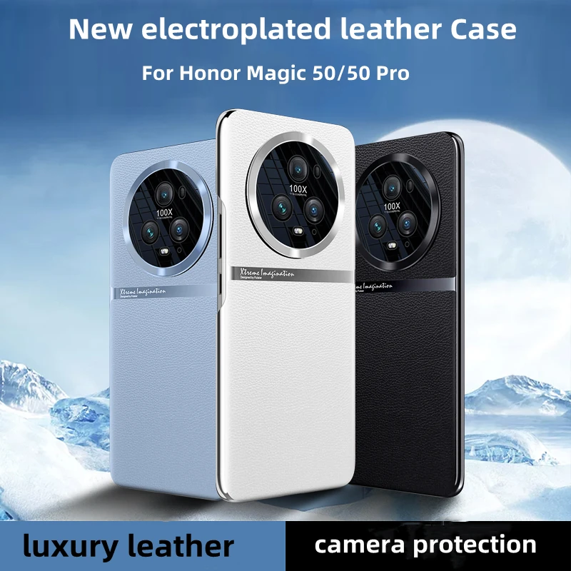 For-Honor-Magic-6-Pro-Electroplated-PU-Leather-Back-Cover-For-Magic-5 ...