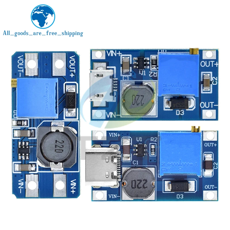 TZT-MT3608-DC-DC-Adjustable-Boost-Module-2A-Boost-Plate-Step-Up-Module ...