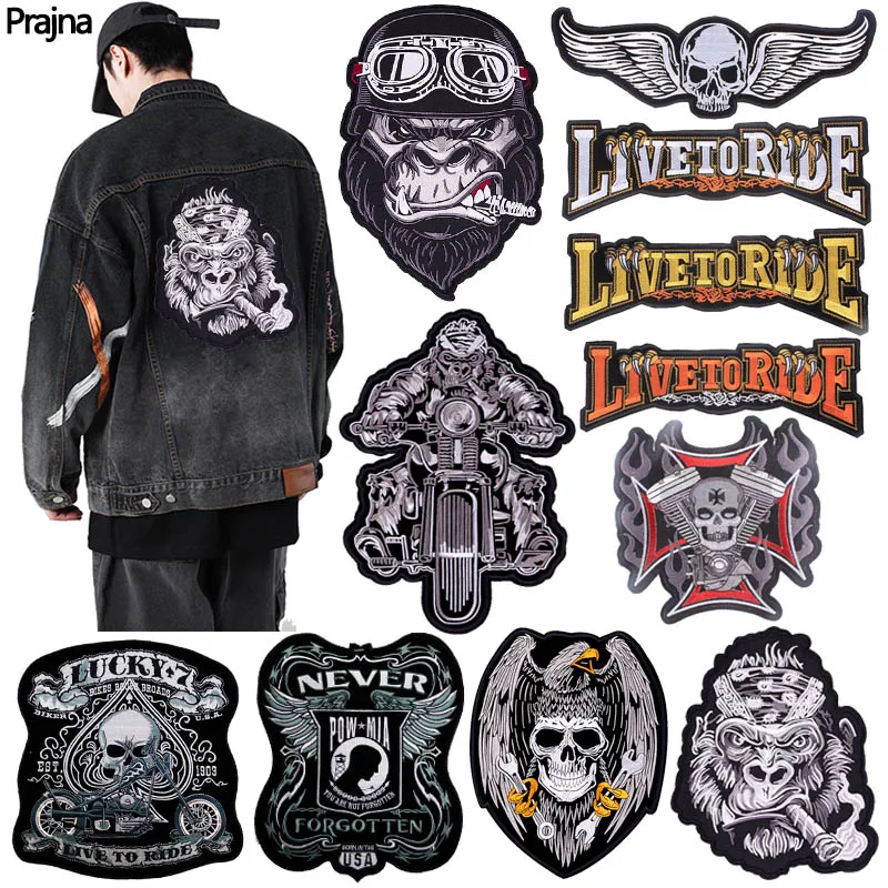Motorcycle-Biker-Embroidery-Patch-Skull-Iron-On-Patches-For-Clothing ...