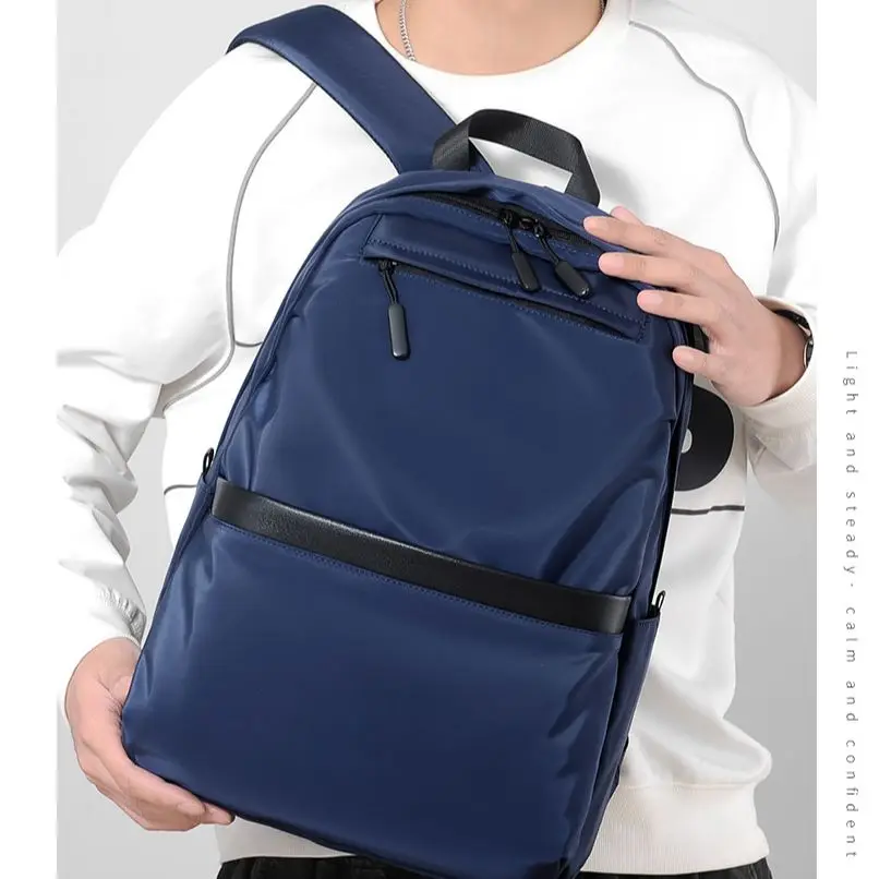 New-Style-Business-Backpack-Nylon-Solid-Color-Large-Capacity-Student ...