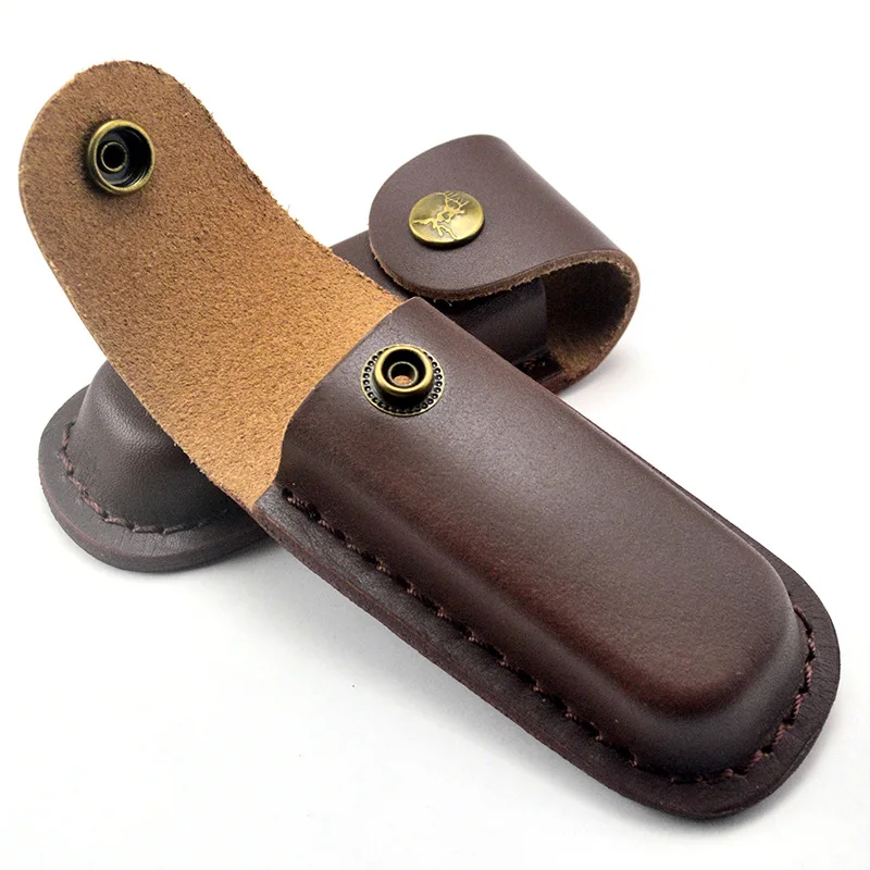 Portable Outdoor Hunting Leather Case Fold Knife Cowhide Cover Tool ...