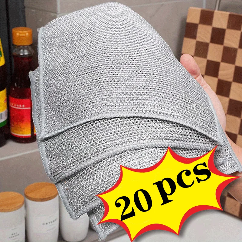 20-1-Piece-Thickened-Magic-Cleaning-Cloth-Double-sided-Metal-Wire-Rag ...