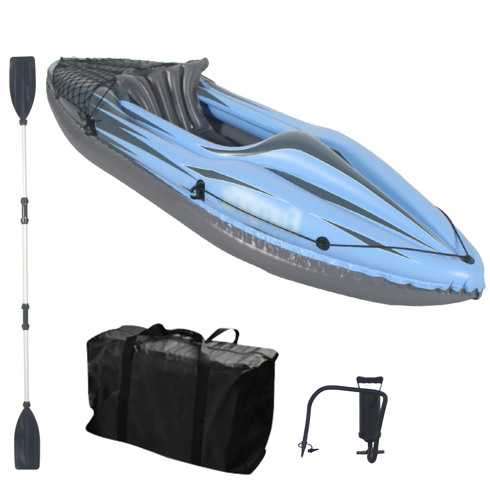 Inflatable Kayak Fishing Boat 1 Person Adult Blue Canoe, with Paddles ...