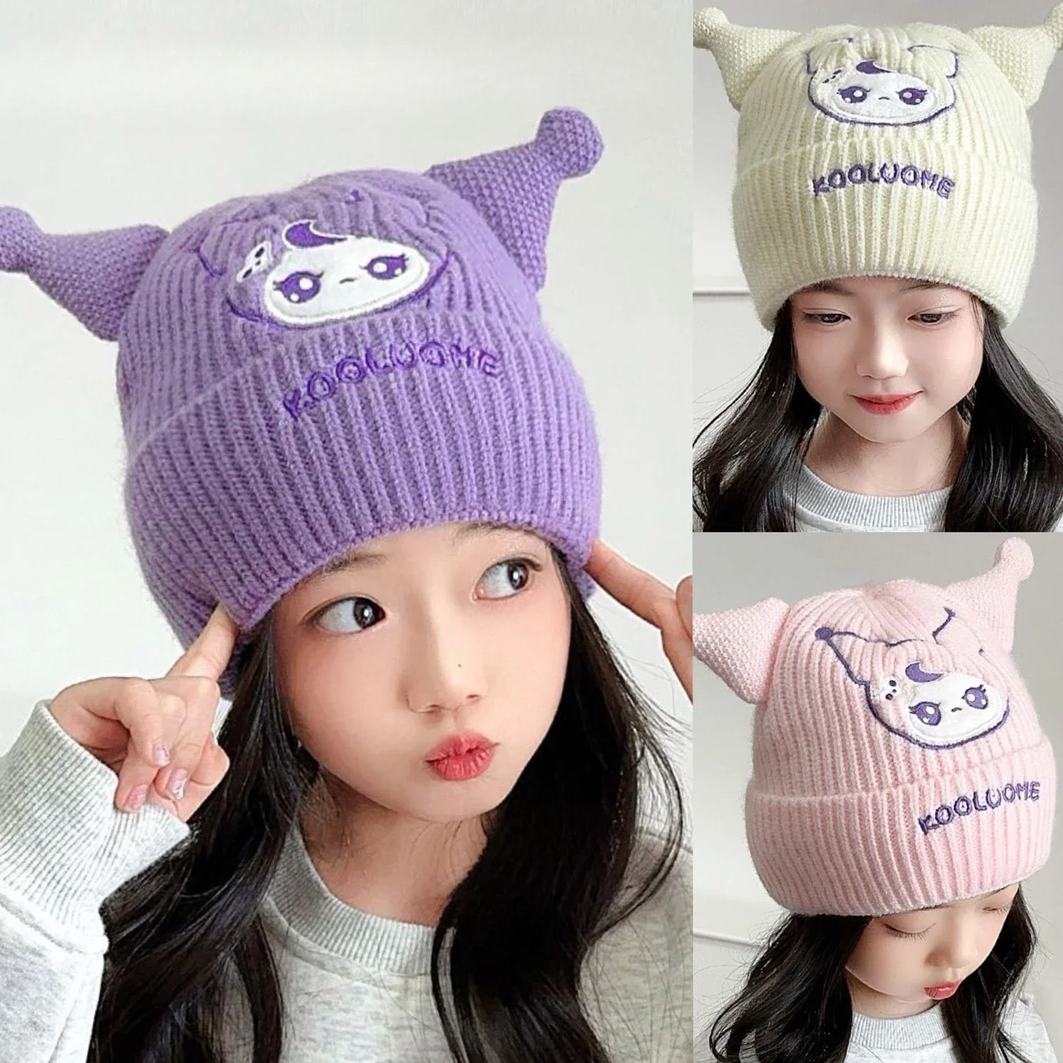 Sanrio-Kuromi-Hat-Autumn-and-Winter-Girl-Cute-Cartoon-Kawaii-Knitted ...
