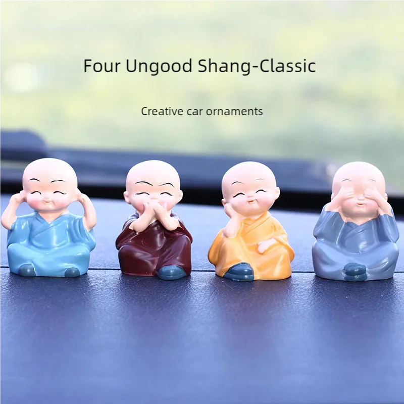 Four-small-monk-car-decoration-car-on-board-creative-Internet-Red-Car ...