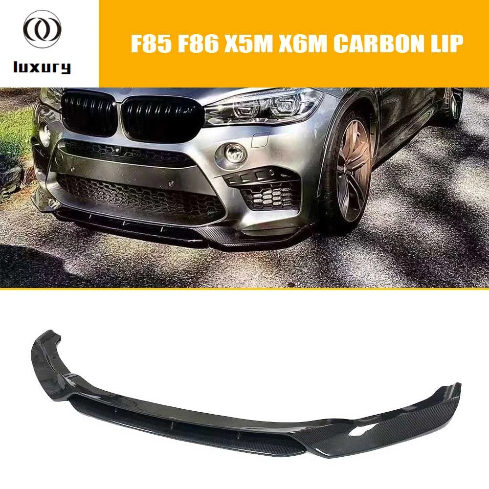 V Style Carbon Fiber Front Bumper Chin Lip Splitter for BMW F85 F86 X5M X6M 2014 2019 ...
