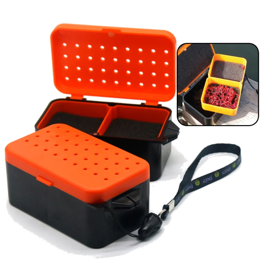 1-10PCS-Multifunctional-2-Compartments-Live-Bait-Box-Red-Worm-Earthworm ...