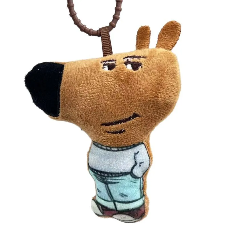 Chill Guy Cosplay Doll Keychain Cute Keyring Anime Plush Brown Dog ...