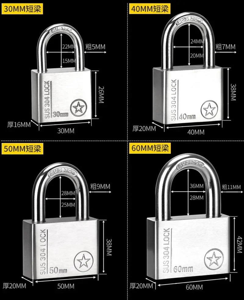 304-Stainless-Steel-Padlock-Cabinet-Outdoor-Lock-Head-Furniture-Lock ...