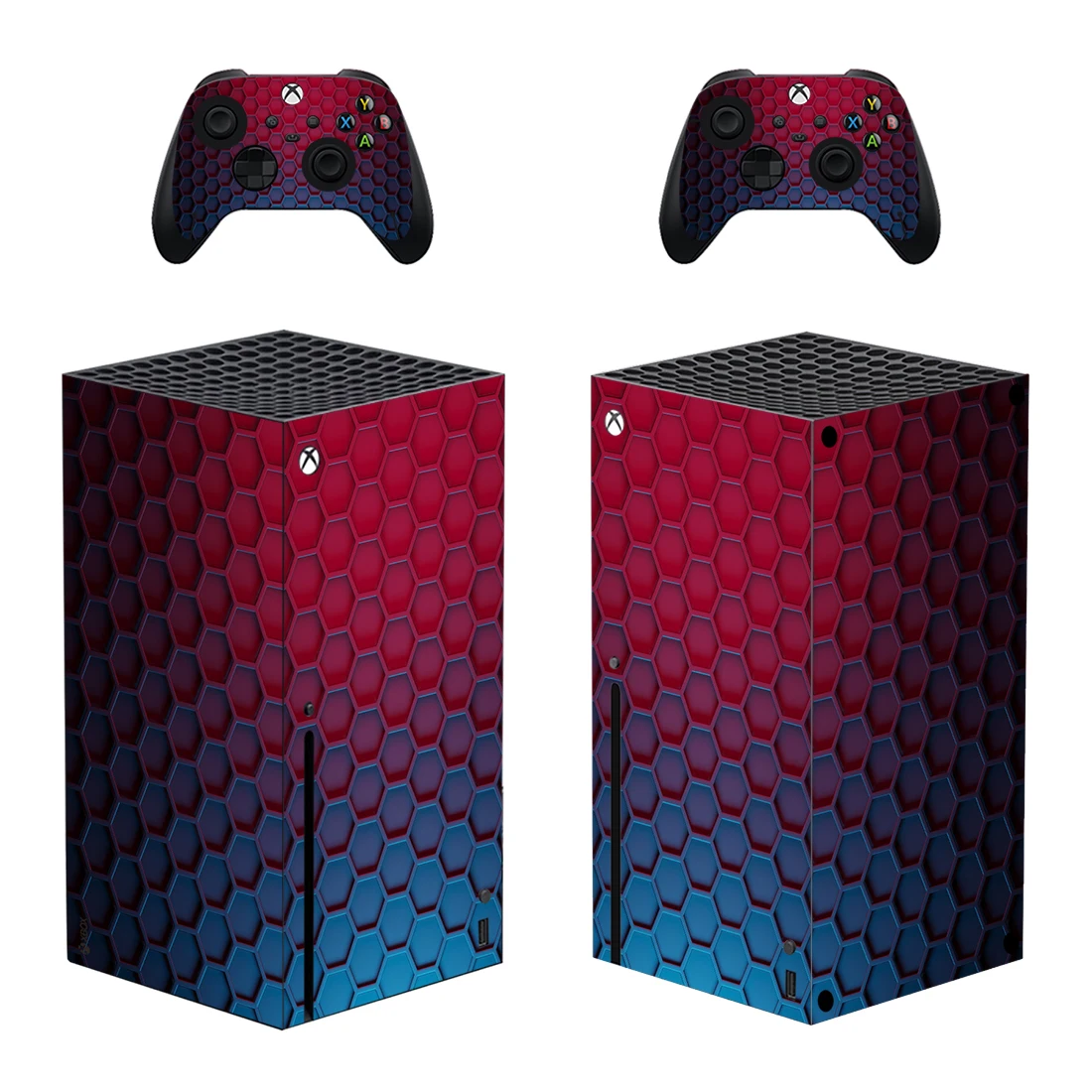 레드 기하학 스타일 Xbox 시리즈 X 콘솔 And 2 컨트롤러 용 스킨 스티커 데칼 비닐 보호 스킨 스타일 1