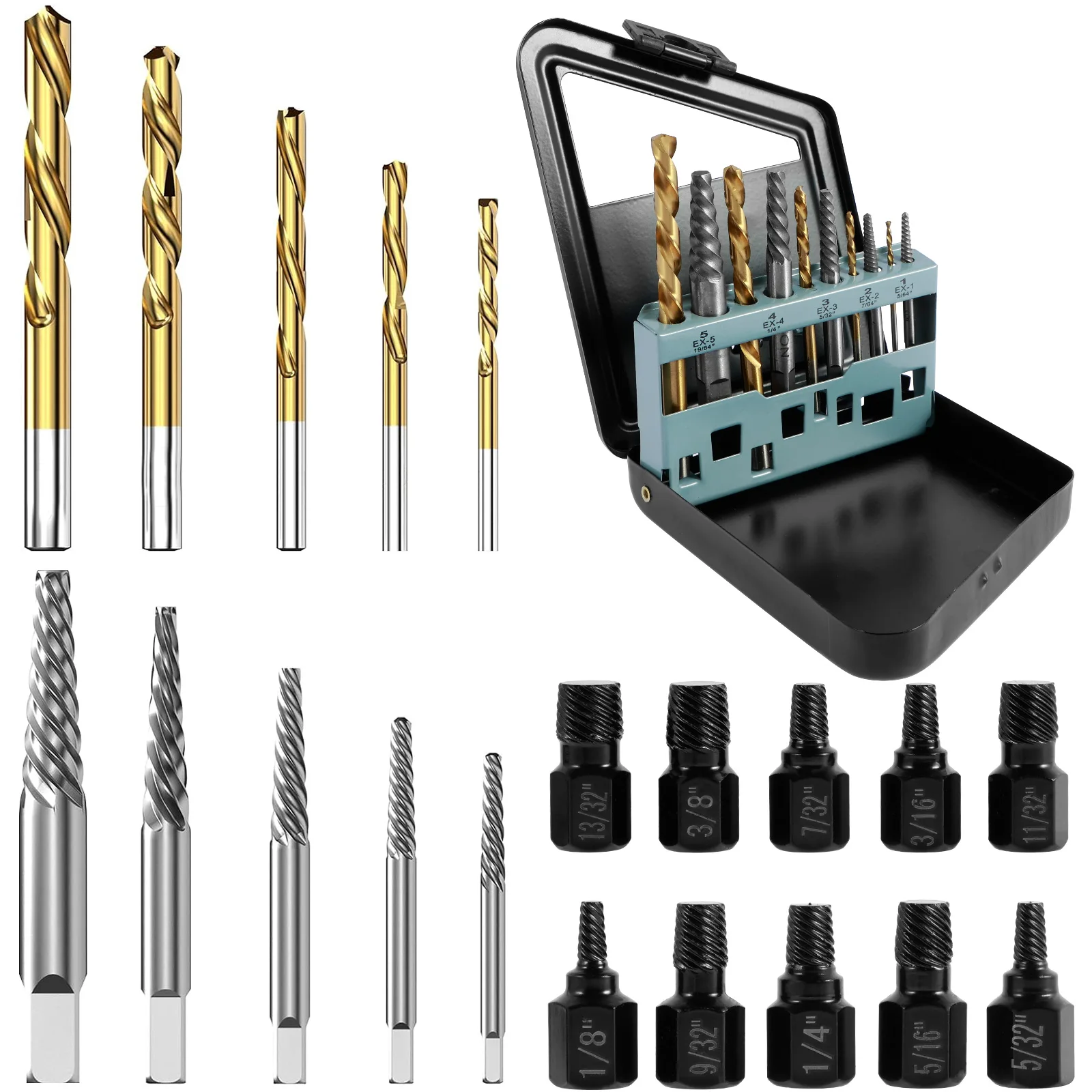 HSS-Screw-Extractor-Bolt-Extractor-Damaged-Screws-Remover-Extractor-Hex ...