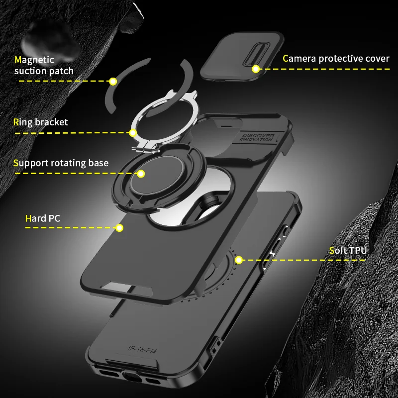 Deluxe Heavy Duty Rugged Armor Magnetic Bracket Case with Slide Camera ...