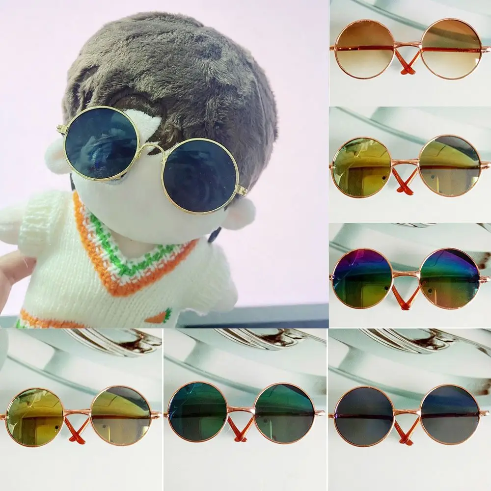 Cute Round Metal Frame Sunglasses For 20cm Cotton Dolls Fashion Plush ...