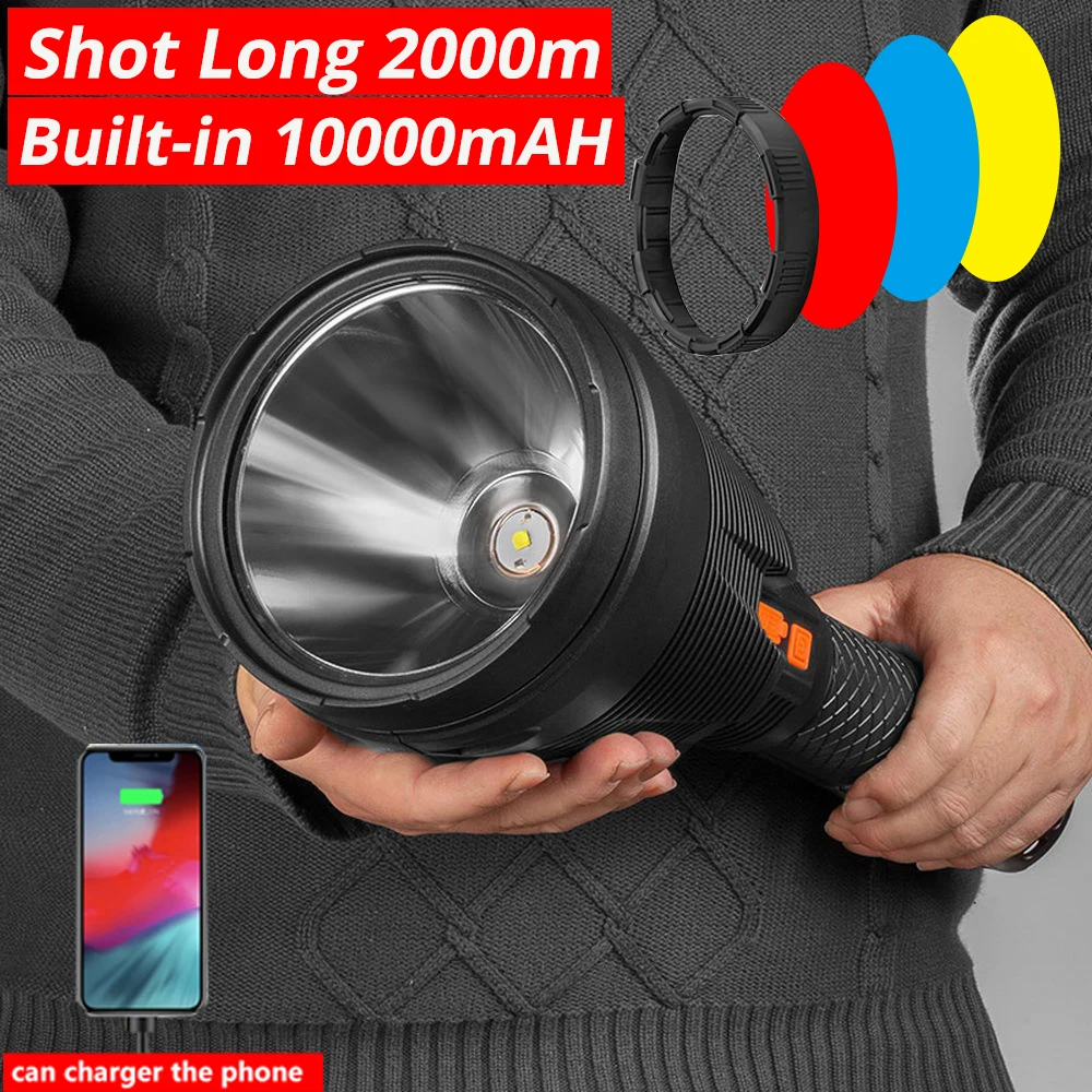 Super Large powerful Flashlight 1000000 lumens LED torch Tactical ...