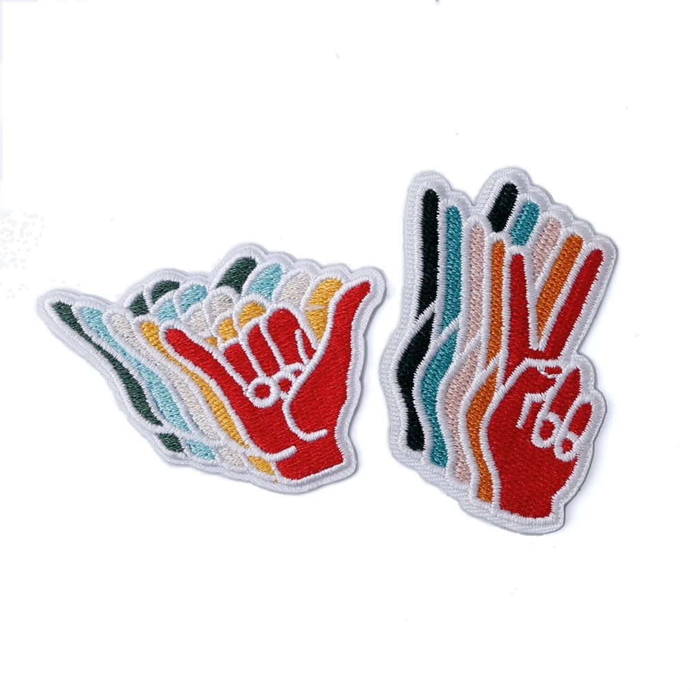 5PC Funny Hand Gestures Yeah Embroidery Applique Patches DIY T-shirt ...