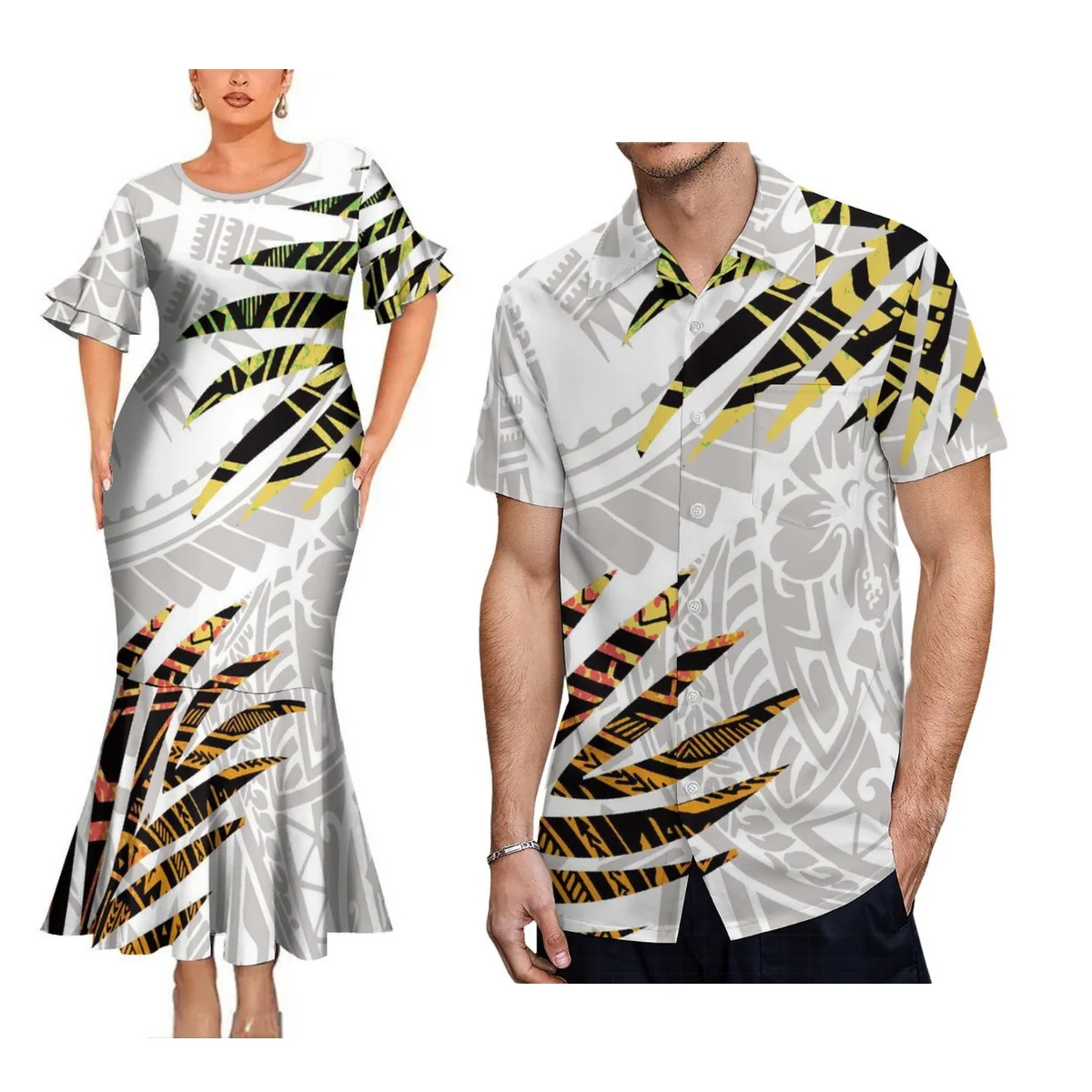 Island Style Couple Set Polynesian Dress Temperament Fishtail Long ...