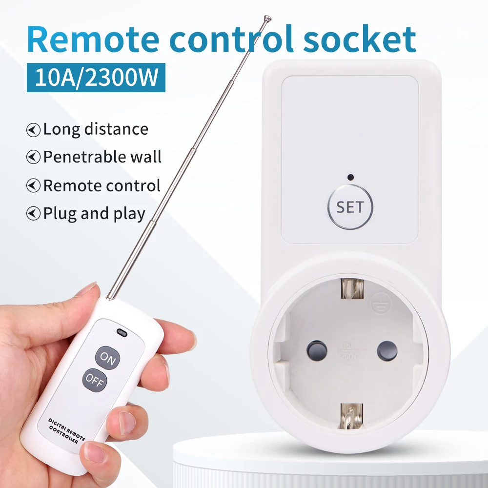 433Mhz-Wireless-Remote-Control-Socket-Smart-EU-Plug-50m-Remote-Power ...