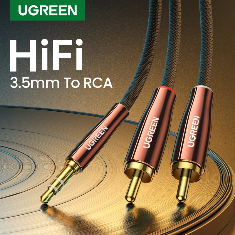 Ugreen Rca Cable 2rca To 3.5mm Hi-fi Nylon-braided Rca To Aux Audio ...
