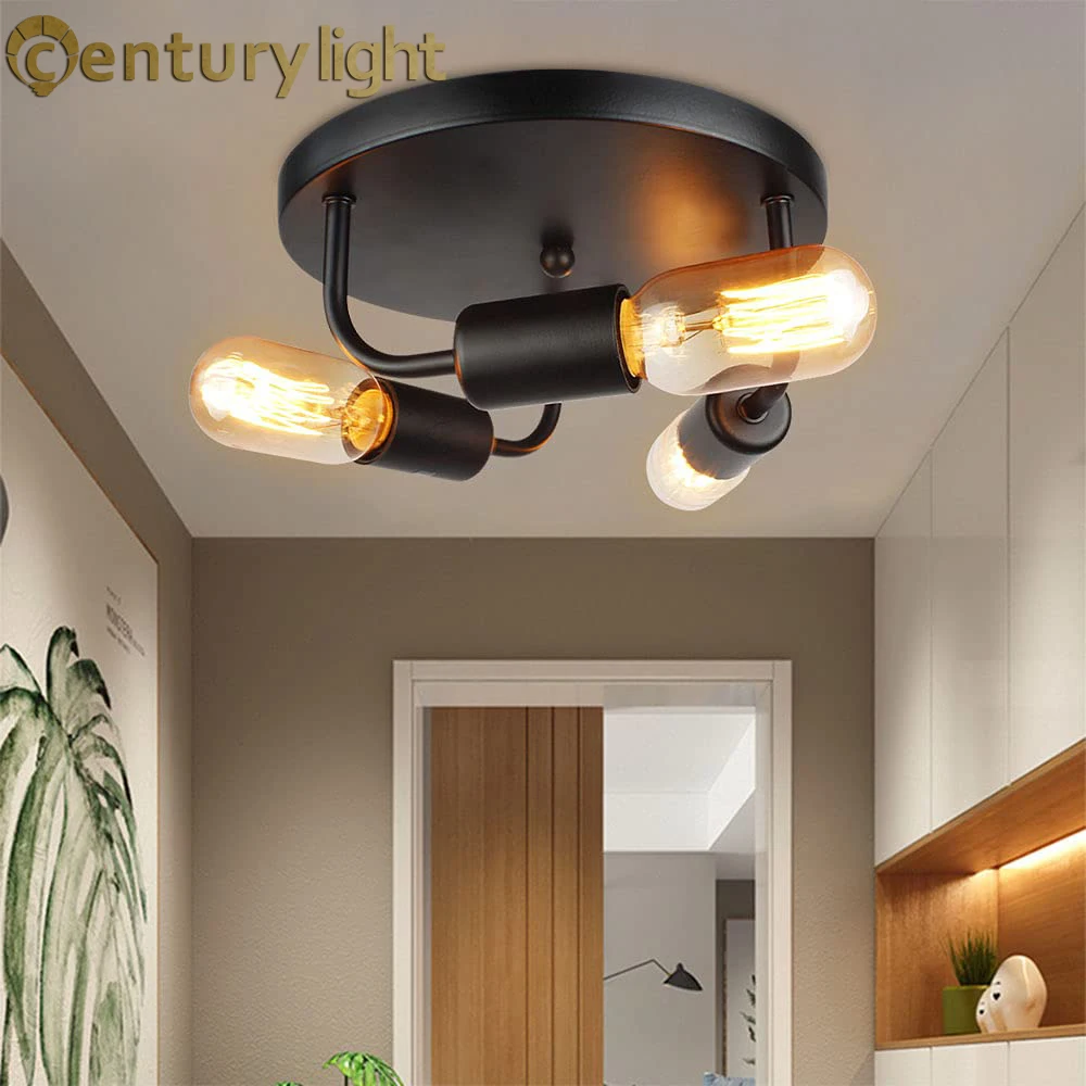 3 heads led ceiling light with T45 Led Bulb Black body E26 E27 socket ...